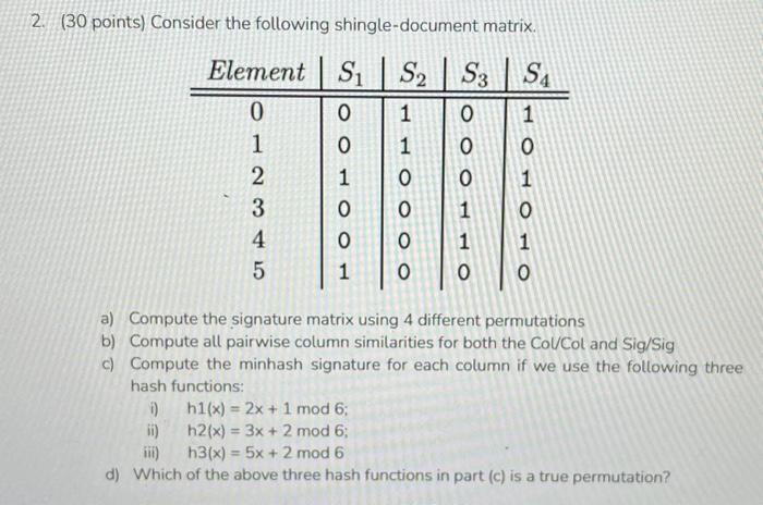 Solved 2. ( 30 points) Consider the following | Chegg.com