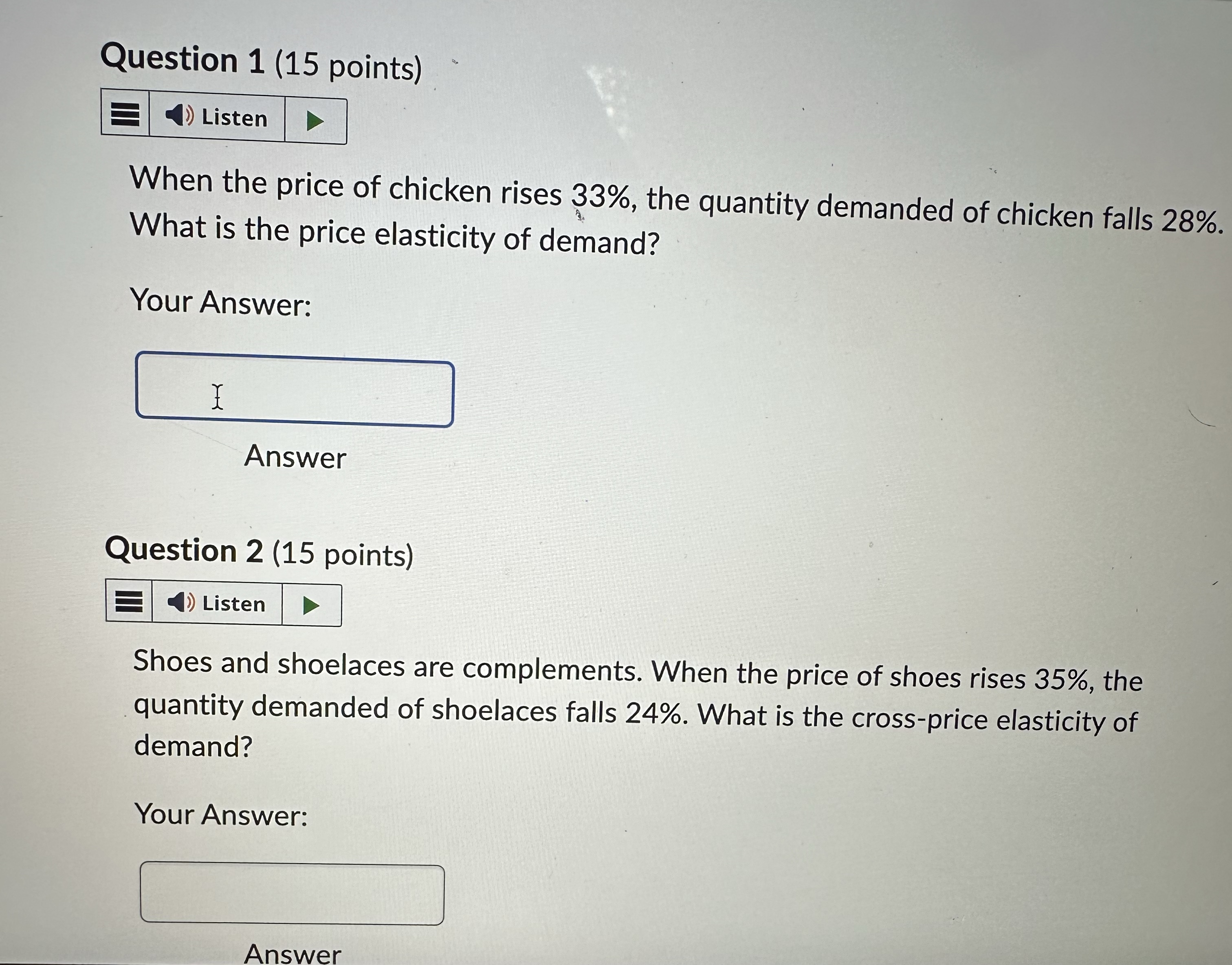 Solved Question 1 (15 ﻿points)ListenWhen the price of | Chegg.com