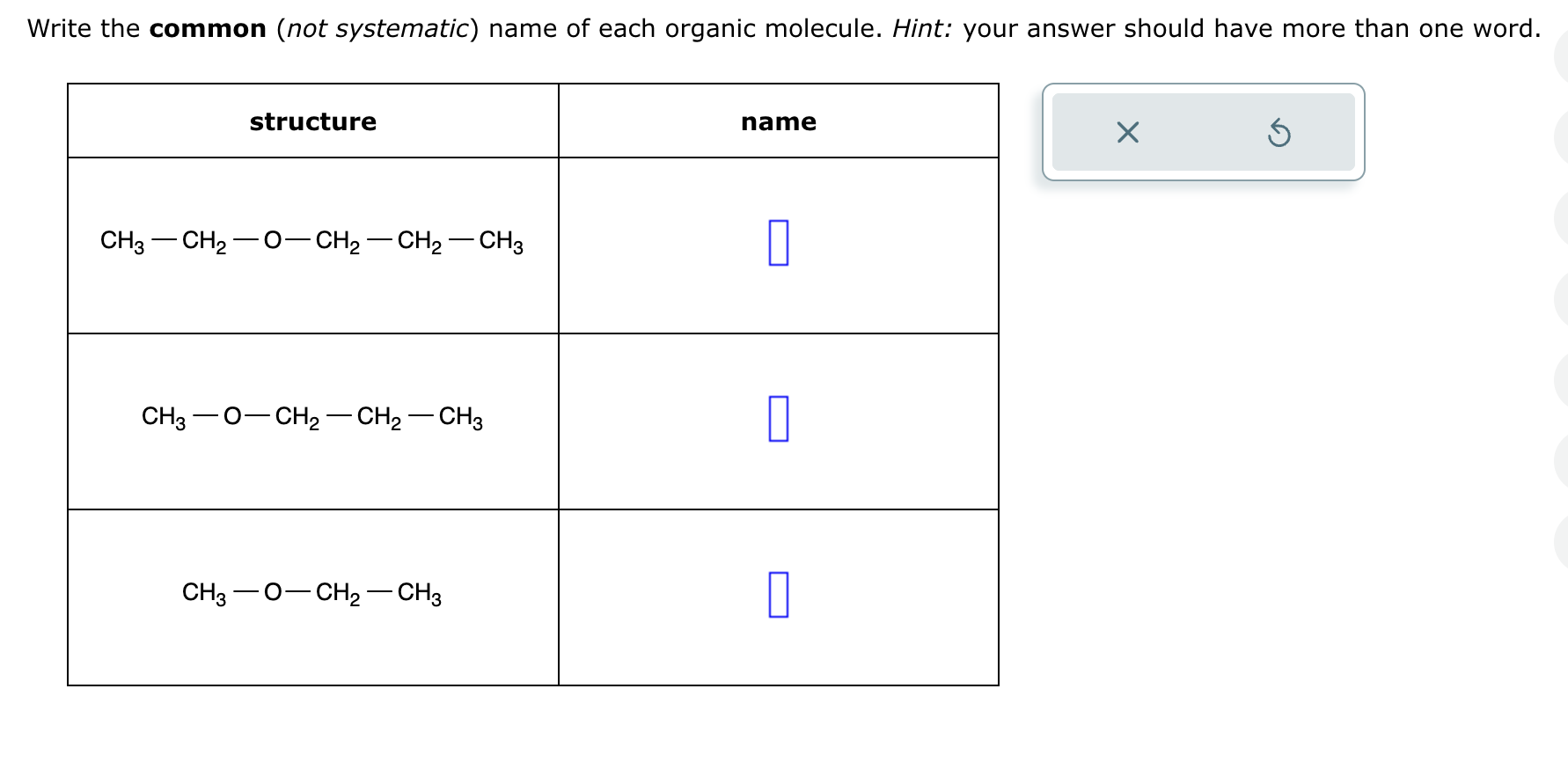 Solved Write the common (not systematic) ﻿name of each | Chegg.com