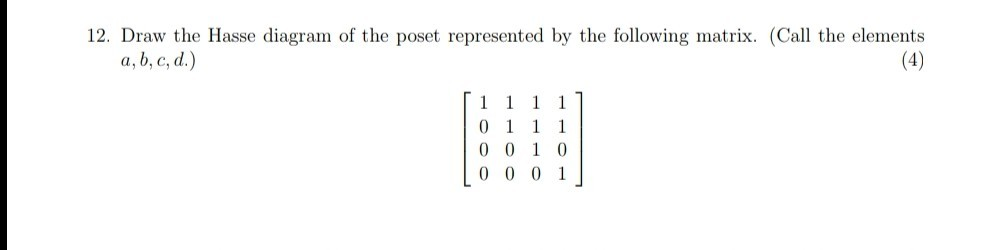 Solved 12. Draw the Hasse diagram of the poset represented | Chegg.com
