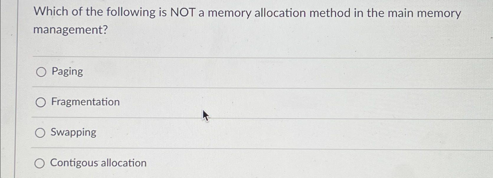 Solved Which of the following is NOT a memory allocation | Chegg.com