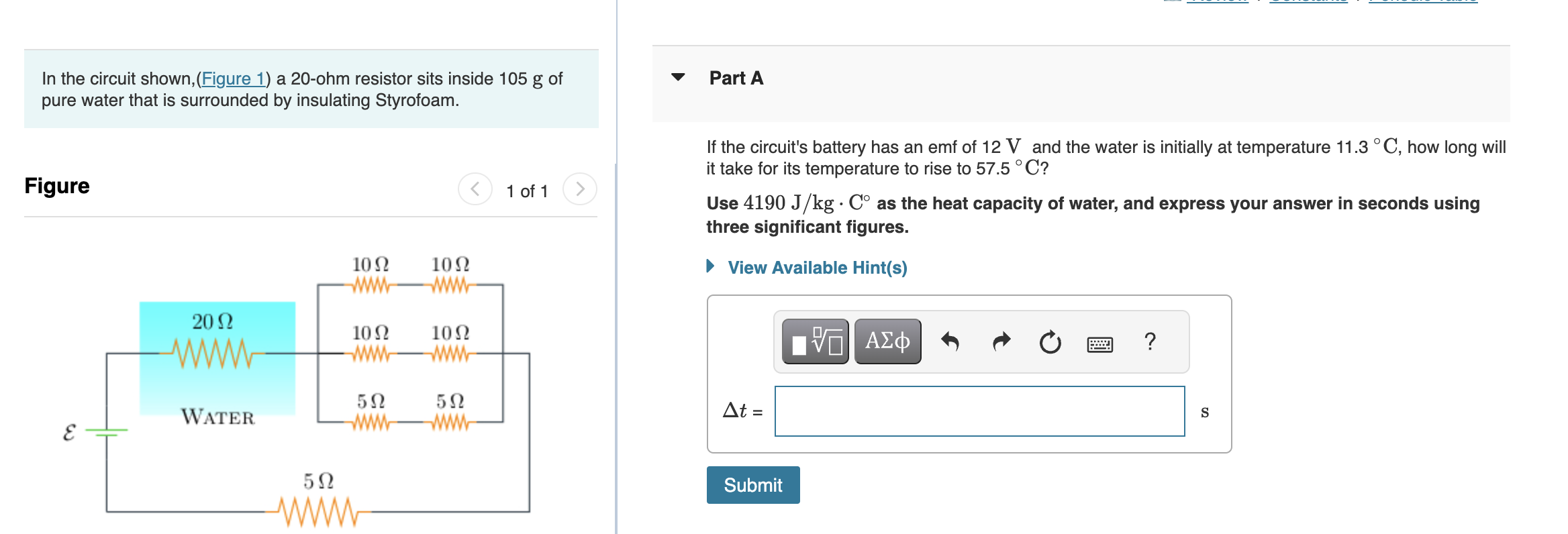 Solved In the circuit shown,(Figure 1) ﻿a 20-ohm resistor | Chegg.com