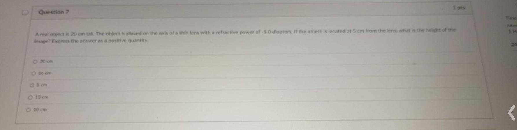 Solved A real object is 20 cm tall. The object h piaced on | Chegg.com