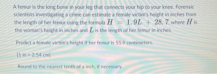 Solved A femur is the long bone in your leg that connects | Chegg.com