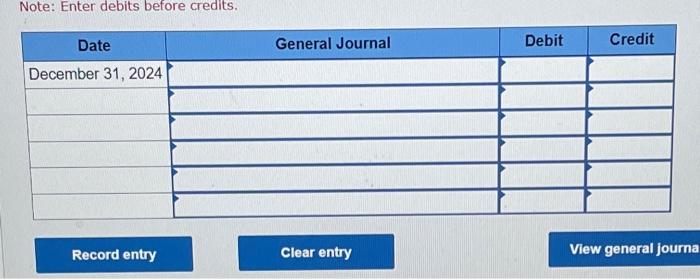 Required information Exercise 9-12 (Algo) Record | Chegg.com