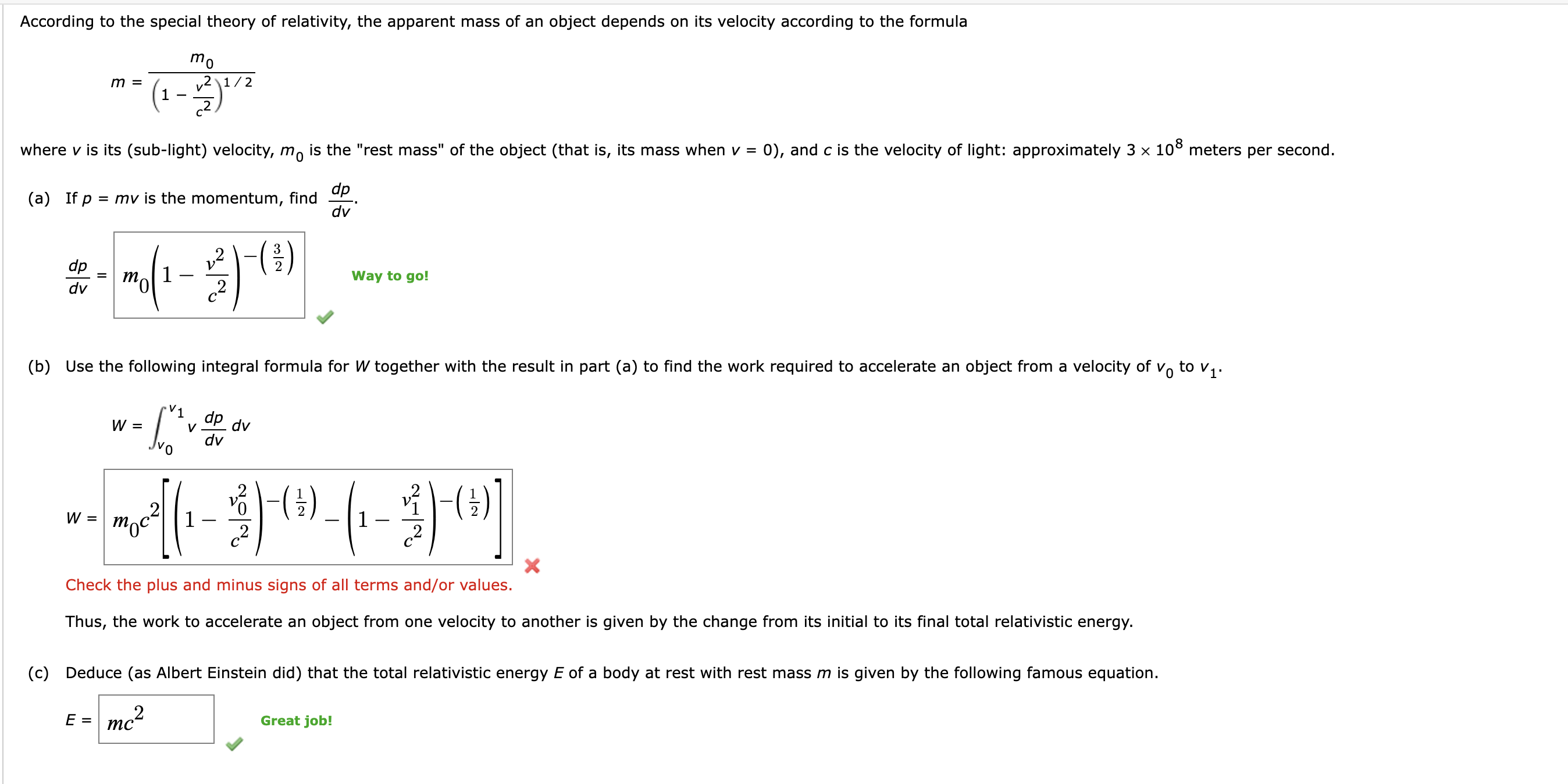 Solved According to the special theory of relativity, the | Chegg.com