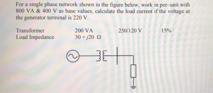 Solved For a single phase network shown in the figure below, | Chegg.com