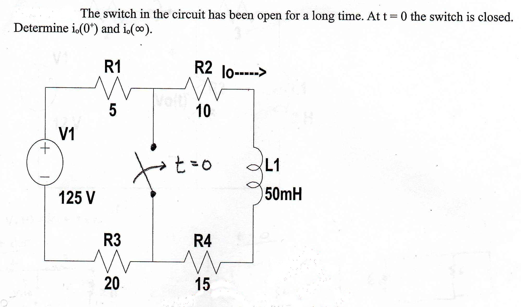 Solved The switch in the circuit has been open for a long | Chegg.com