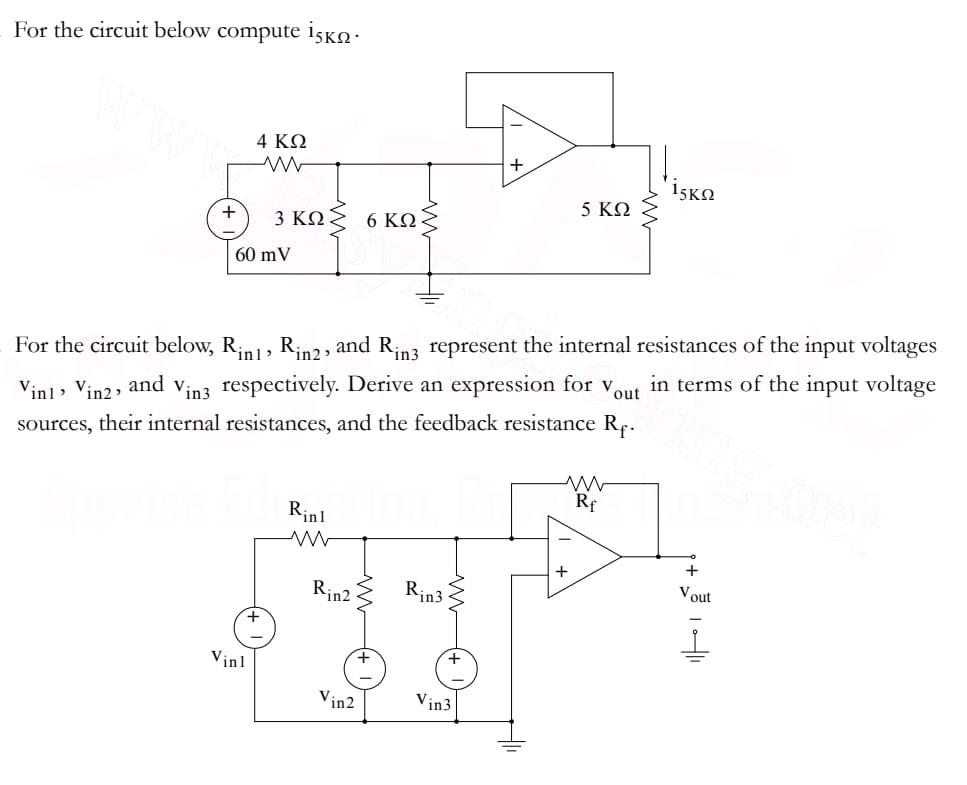 Solved For the circuit below compute i5 KΩ. For the circuit | Chegg.com