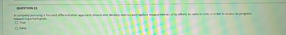 Solved QUESTION 22A company pursuing a focused | Chegg.com