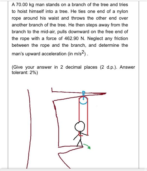 Solved A 70.00 kg man stands on a branch of the tree and | Chegg.com