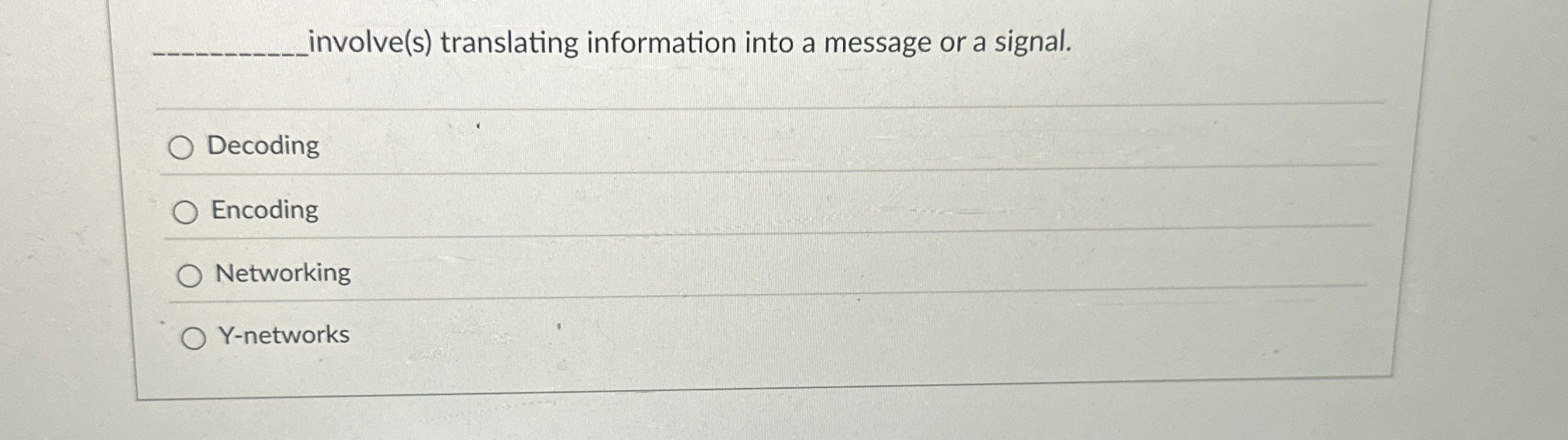 Solved involve(s) ﻿translating information into a message or | Chegg.com