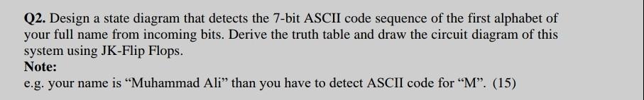 Solved Q2 Design A State Diagram That Detects The 7 Bit 