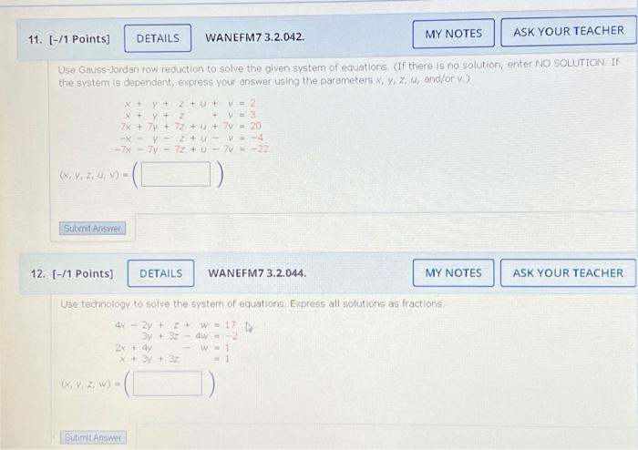 Solved Use Geuss-Jordan row reduction to solve the given | Chegg.com
