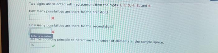 Solved Two digits are selected with replacement from the | Chegg.com