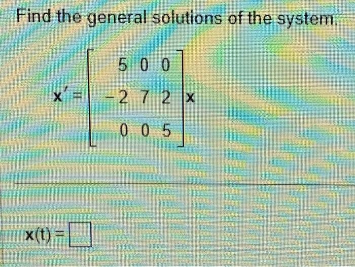 Solved Find the general solutions of the system. X x(t) = | Chegg.com