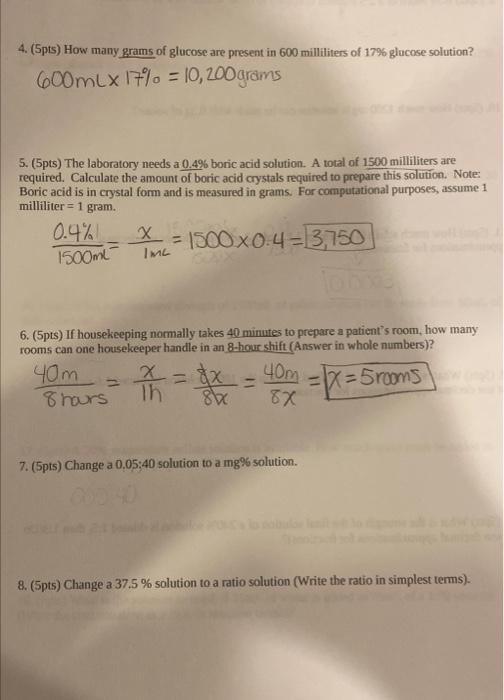 Solved 1. (5pts ea) Determine the number of grams of solute | Chegg.com