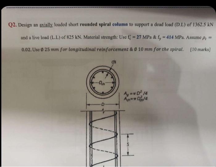 Solved Q2. Design an axially loaded short rounded spiral | Chegg.com