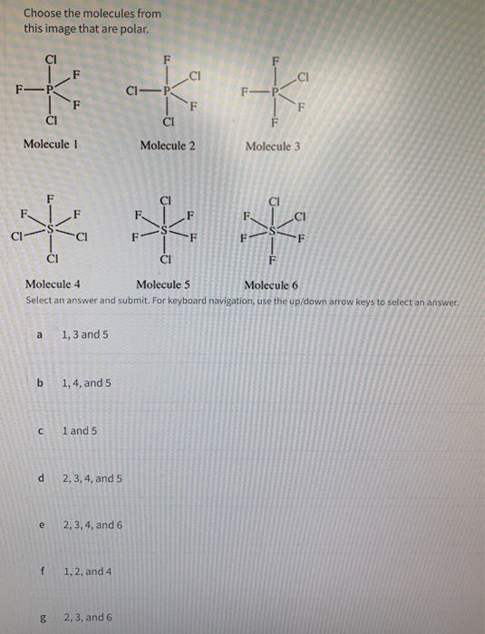 Solved Choose the molecules from this image that are polar. | Chegg.com
