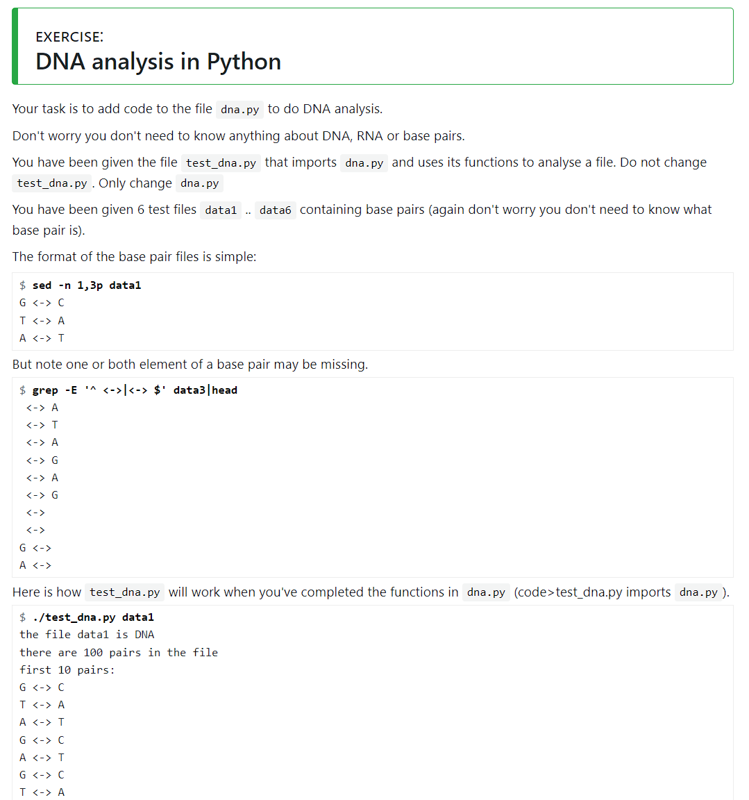 Solved Your Task Is To Add Code To The File Dna Py To Do Dna Chegg