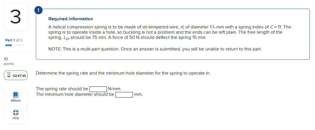 Solved Required information:A helical compression spring is | Chegg.com