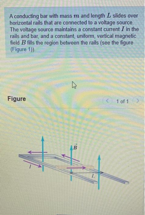 Solved A conducting bar with mass m and length L slides over | Chegg.com