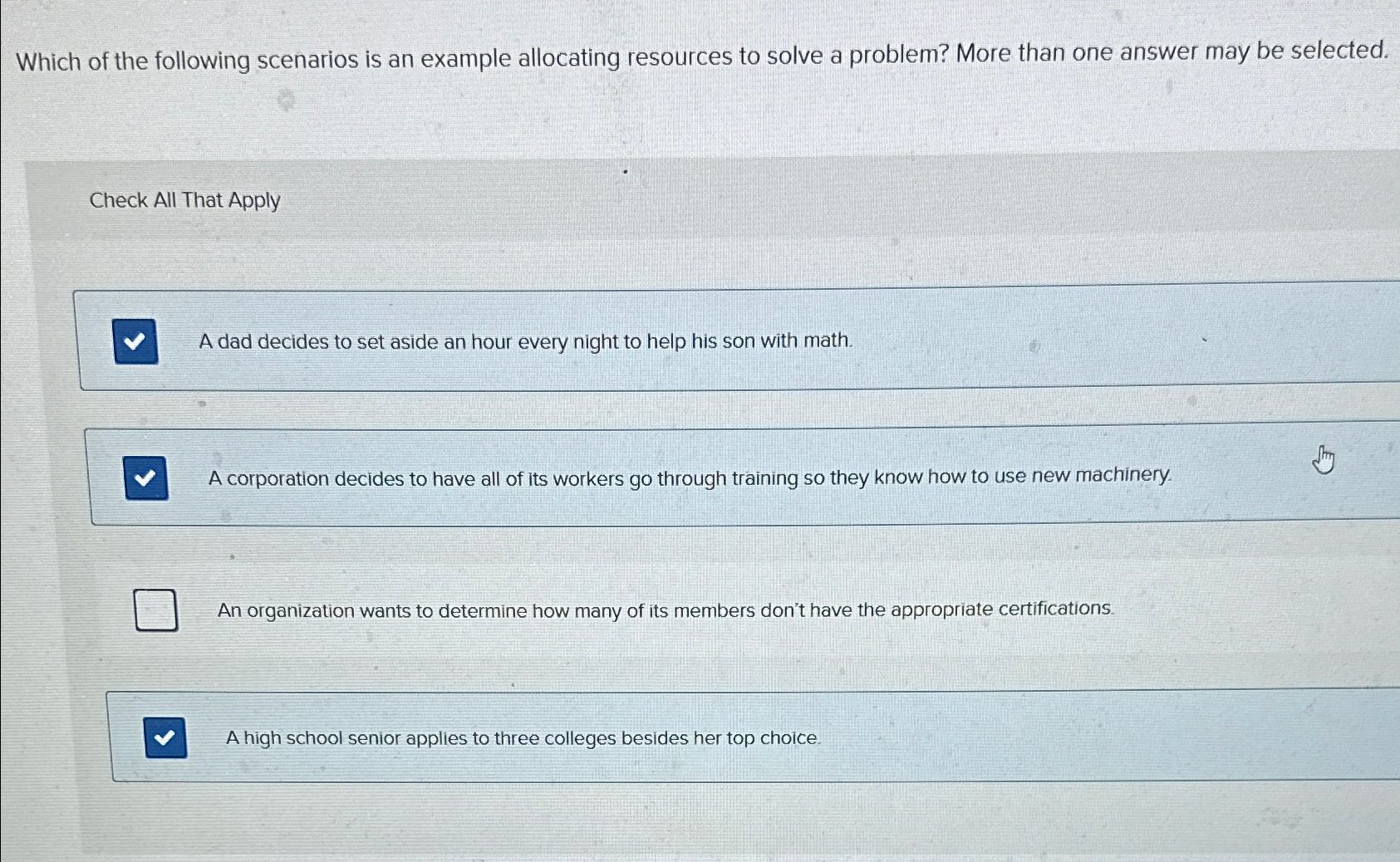 Solved Which of the following scenarios is an example | Chegg.com