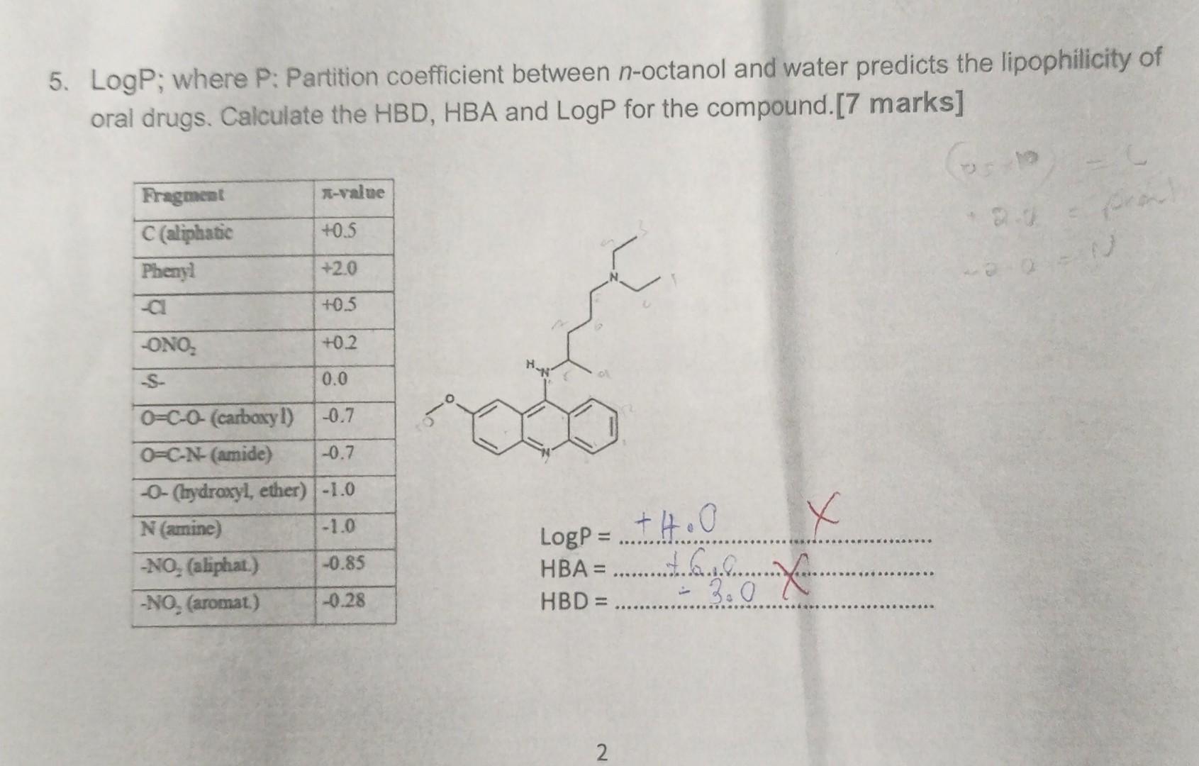 LogP; where P: Partition coefficient between | Chegg.com