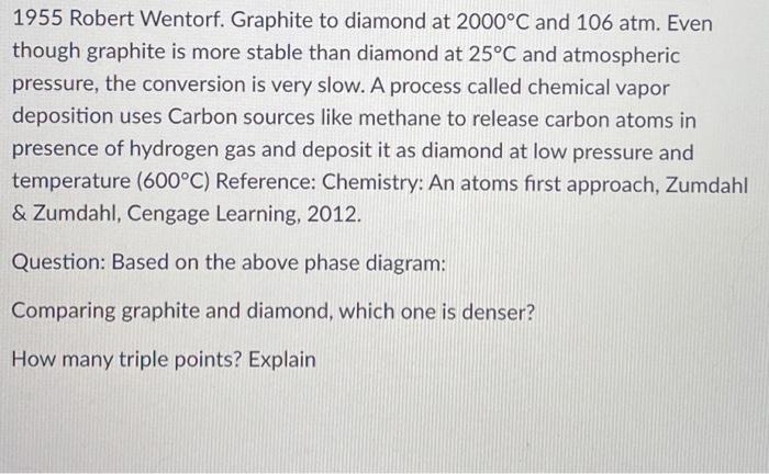 Solved 1011 Diamond Liquid 10° Pressure (Pa) Graphite 107 - | Chegg.com
