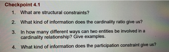 Solved Checkpoint 4.1book: Database Design Using Entity | Chegg.com