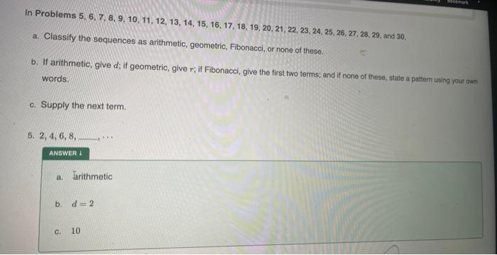 Solved classify the secuences as arithmetic geometric | Chegg.com