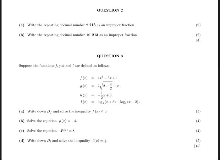 Solved (a) Write the repeating decimal number 2.71˙8˙ as an | Chegg.com