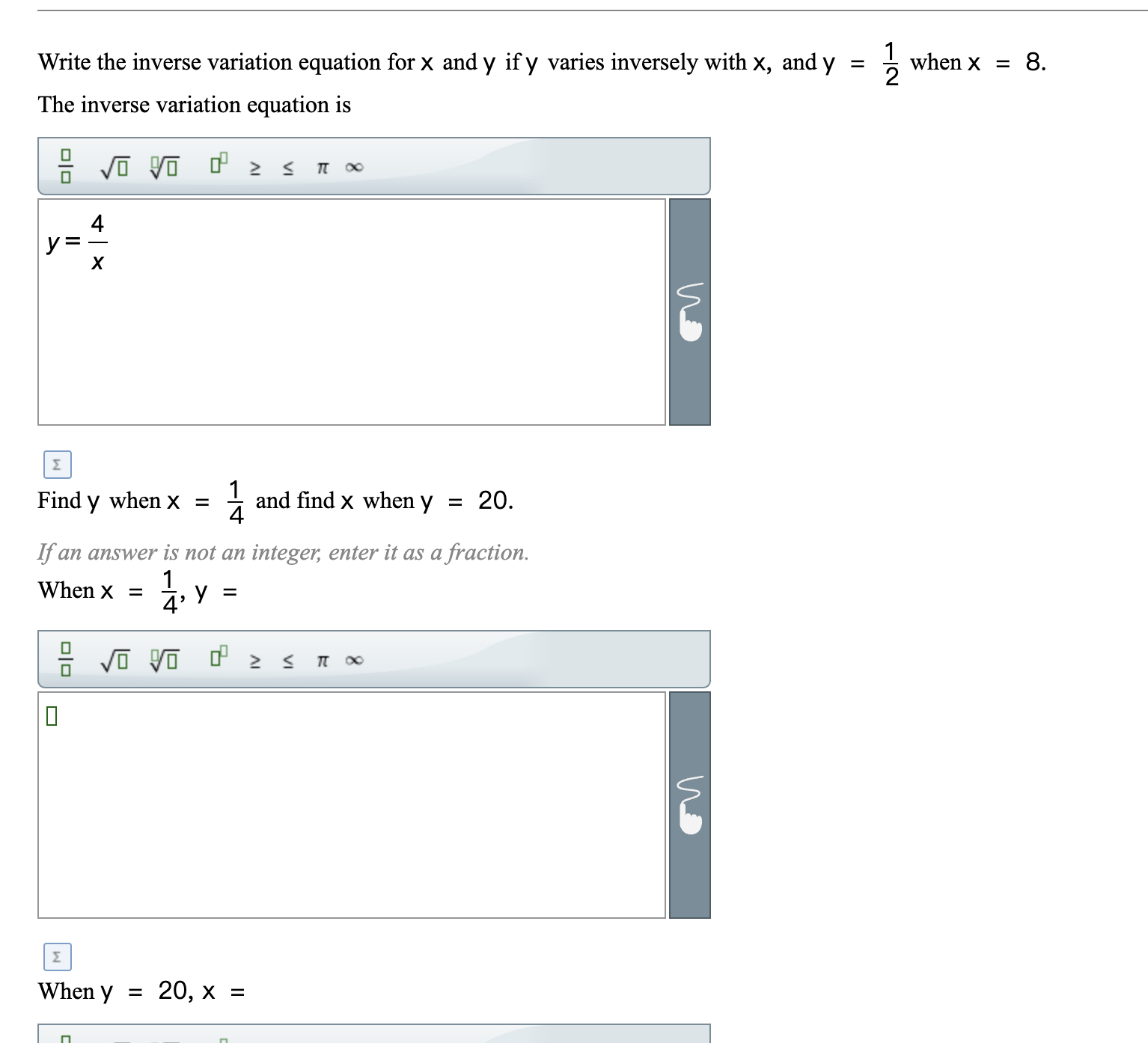 Solved Write the inverse variation equation for x ﻿and y ﻿if | Chegg.com