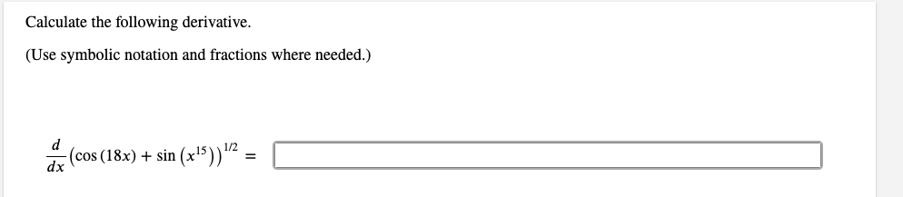 Solved Calculate the following derivative.(Use symbolic | Chegg.com
