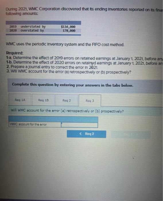 Solved During 2021. WMC Corporation discovered that its | Chegg.com