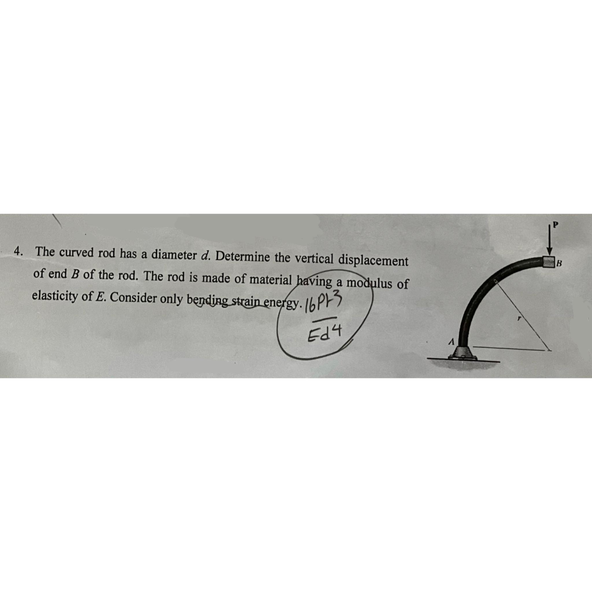 Solved The curved rod has a diameter d. ﻿Determine the | Chegg.com