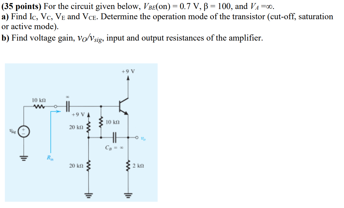 Solved (35 ﻿points) ﻿For the circuit given below, on | Chegg.com