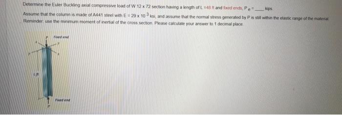 Solved Determine the Euler Buckling axial compressive load | Chegg.com