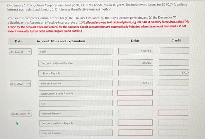 Solved On January 1, 2025, Oriole Corporation issued | Chegg.com