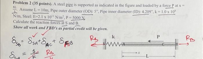 Solved 4L Problem 2 (35 points). A steel pipe is supported | Chegg.com