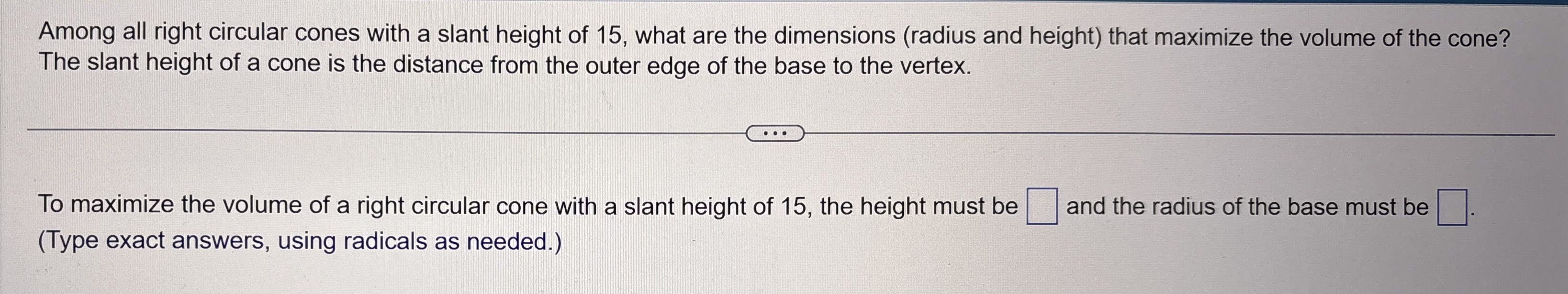 Solved Among all right circular cones with a slant height of | Chegg.com
