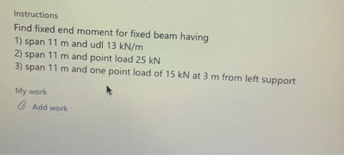 Solved Instructions Find fixed end moments and draw shear | Chegg.com