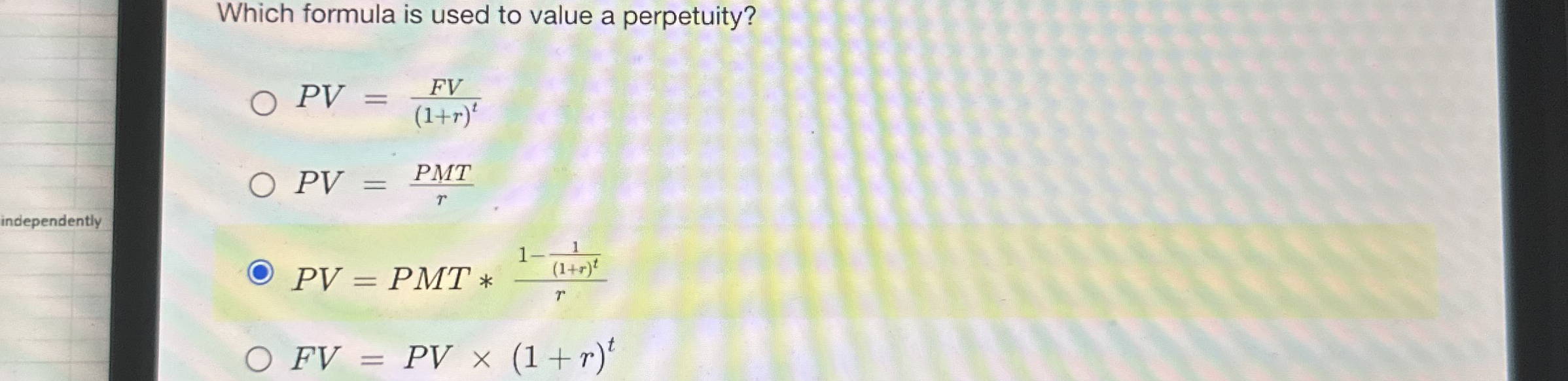 Solved Which formula is used to value a | Chegg.com