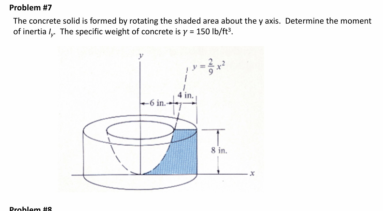 Solved Problem #7The concrete solid is ﻿formed by ﻿rotating | Chegg.com