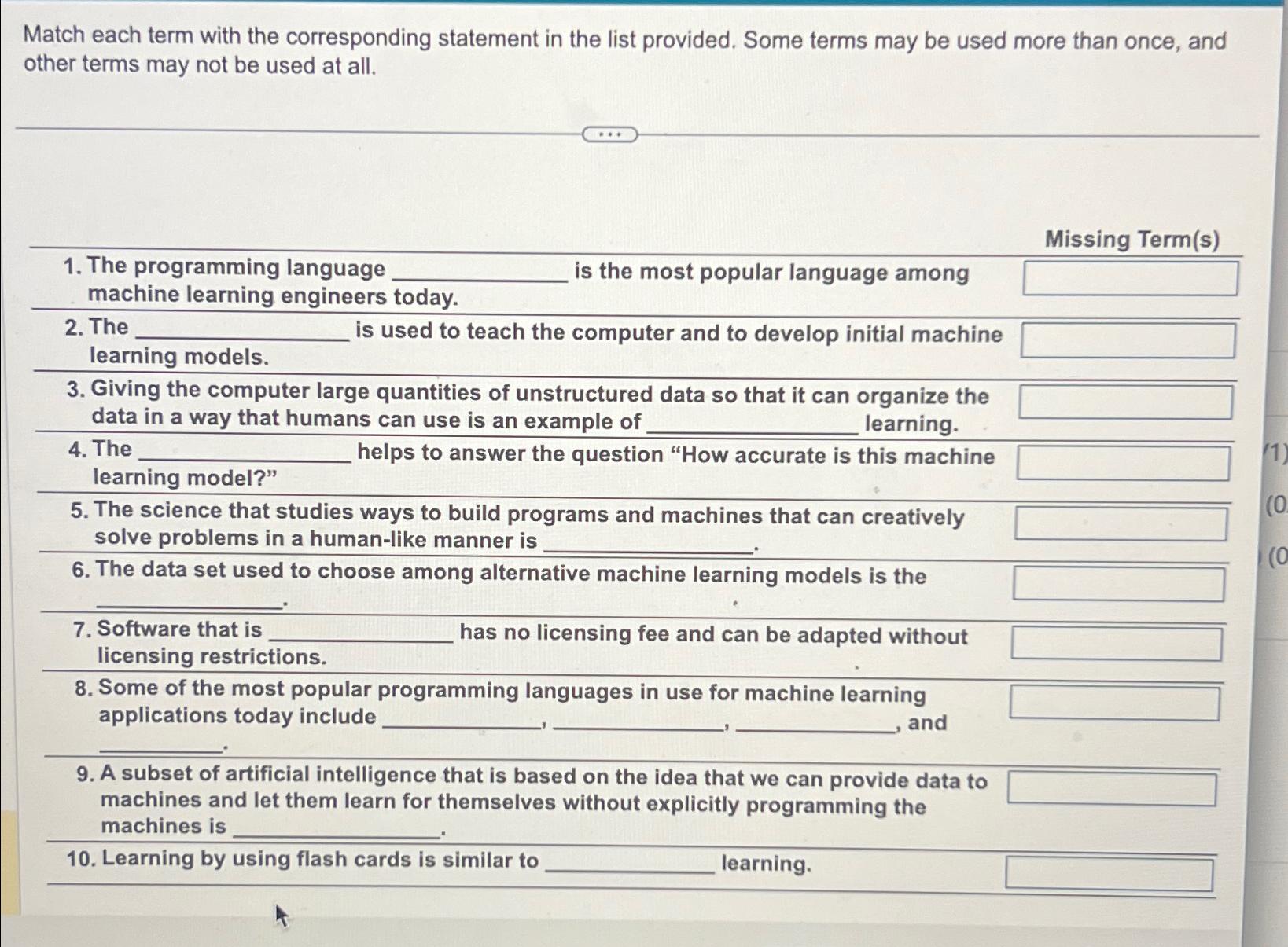 Solved Match each term with the corresponding statement in | Chegg.com