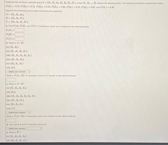 Solved Suppose that we have a sample space | Chegg.com