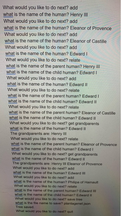 I need to make a family tree in PYTHON. The last 2 | Chegg.com