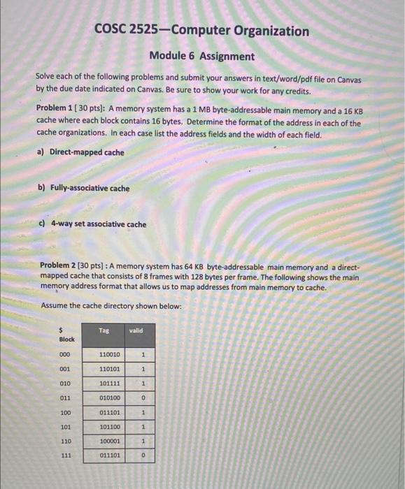Solved Solve each of the following problems and submit your | Chegg.com