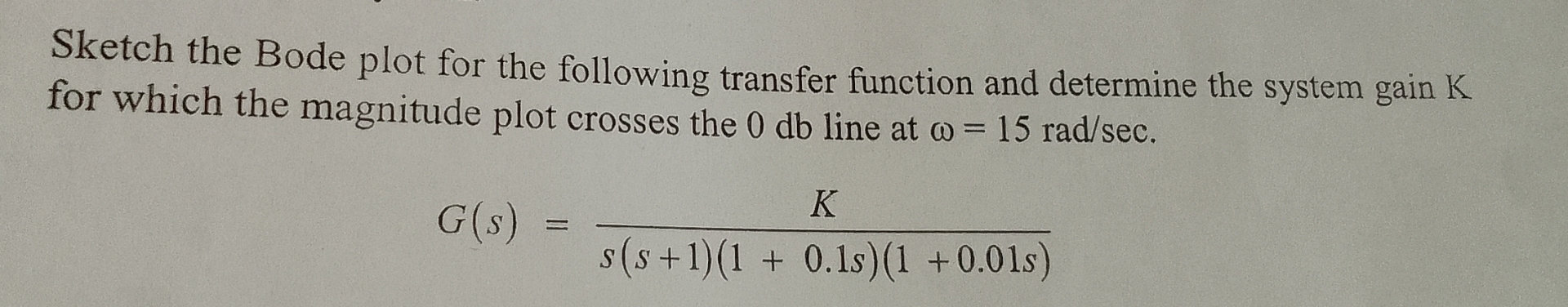 Solved Sketch the Bode plot for the following transfer | Chegg.com
