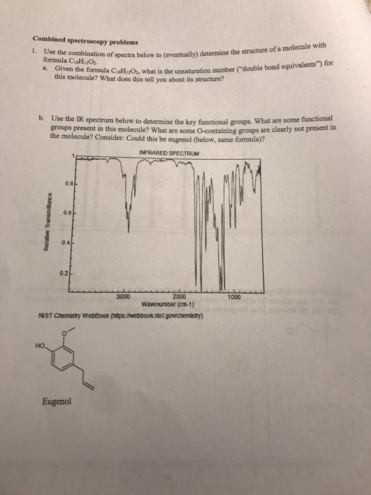 Solved Combined spectroscopy problems 1. Use the combination | Chegg.com